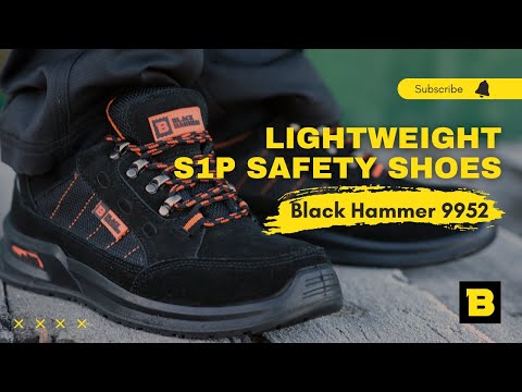 9952 Mens Lightweight Safety Shoes Steel Toe Cap S1P SRC Black Hammer