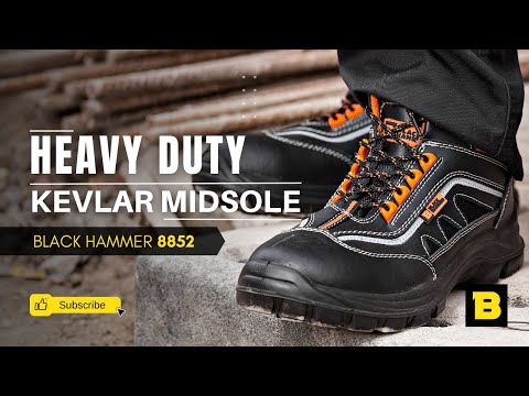 8852 Mens Heavy Duty Safety Boots Composite Toe Cap Kevlar Midsole Black Hammer