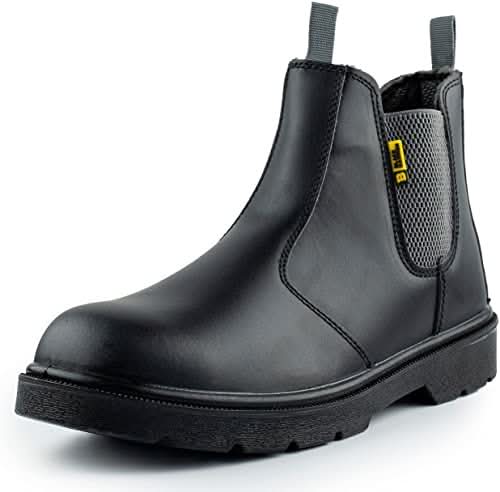 Mens Safety Slip On Chelsea Boots Steel Toe Cap | Black Hammer