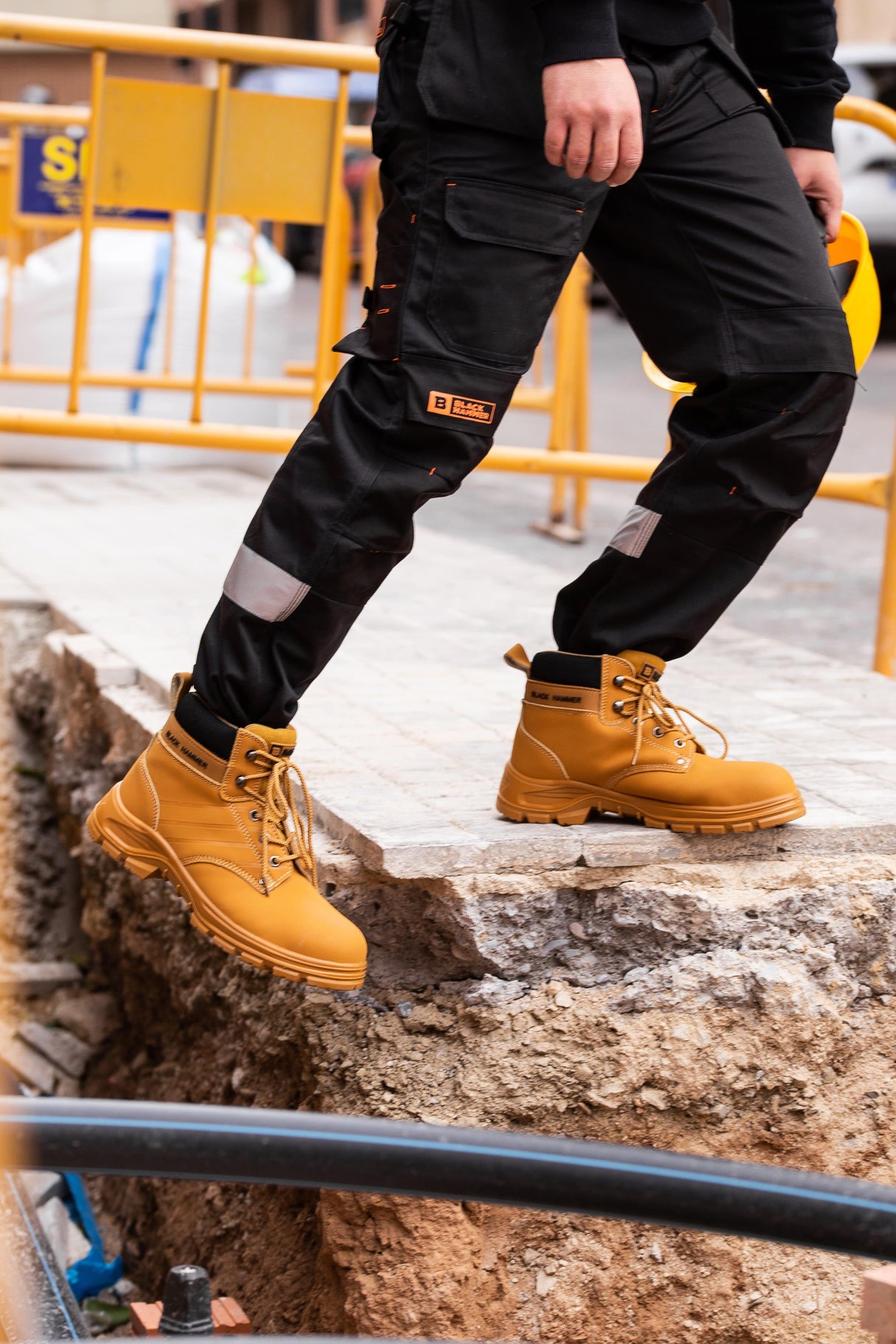 Mens Safety Boots Steel Toe Cap Ankle Leather Brown Tan Black Hammer